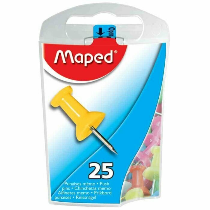 Maped Кнопки Для Пробковых Досок Цветные, 25Шт, В Диспенсере, Ассорти