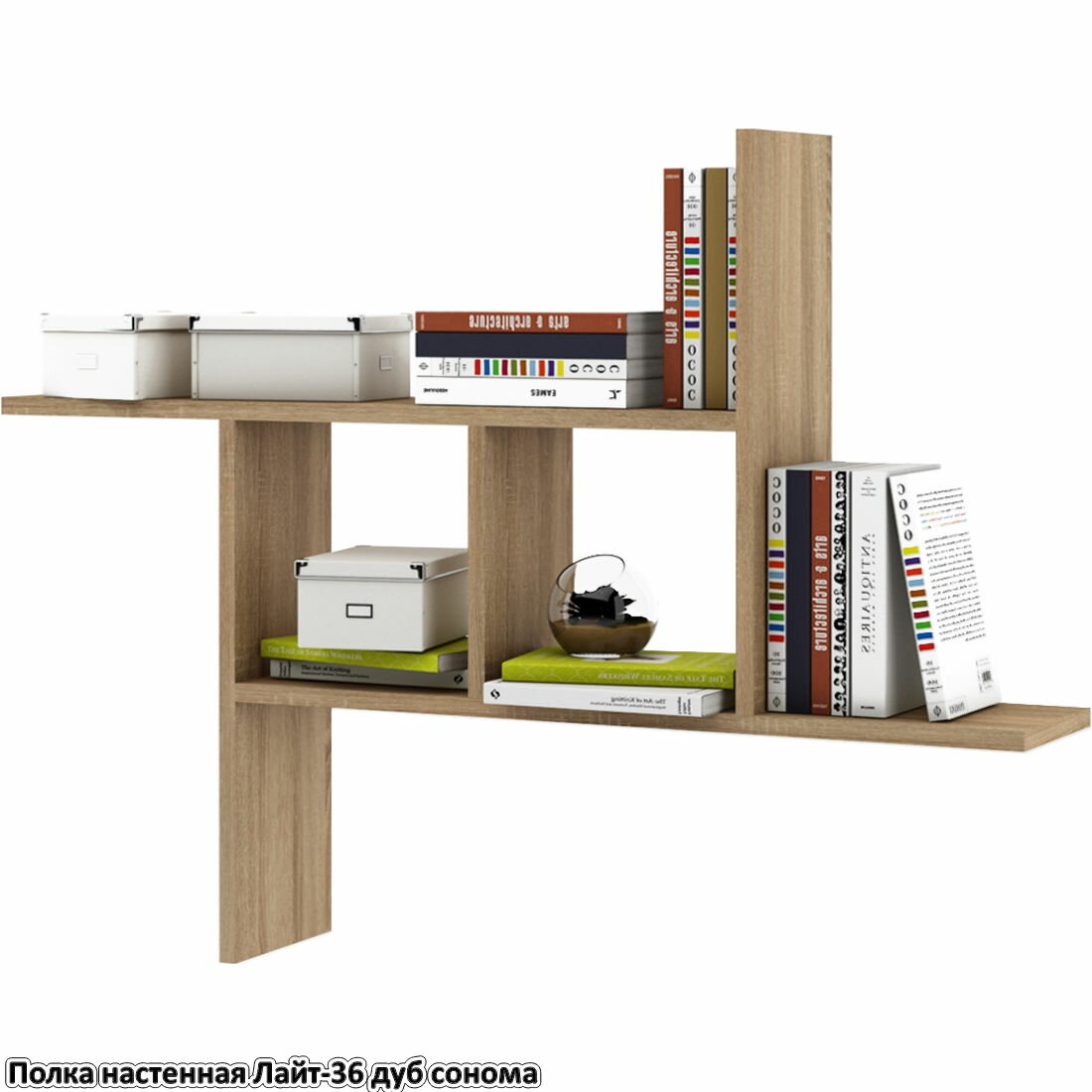 Полка Лайт-36-Дуб сонома, ЛДСП, МФ Владимир VMF, 96,8х72,2х17 см.