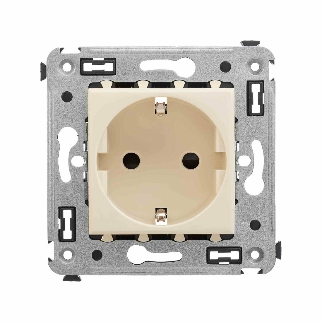 Механизм розетки в стену DKC Avanti 2P+E с заземлением "Ванильная дымка" 4405003