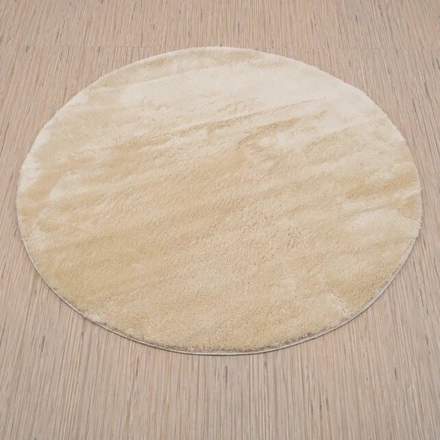 Ковер из искусственного меха кролика турецкий Круглый на пол в спальню в гостиную 120х120 см бежевый однотонный ворс 25 мм шегги 400283