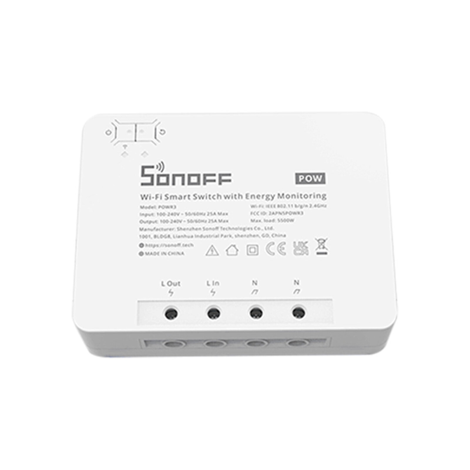 SONOFF POWR3 WiFi Умный переключатель 25A 5500W со статистикой измерений