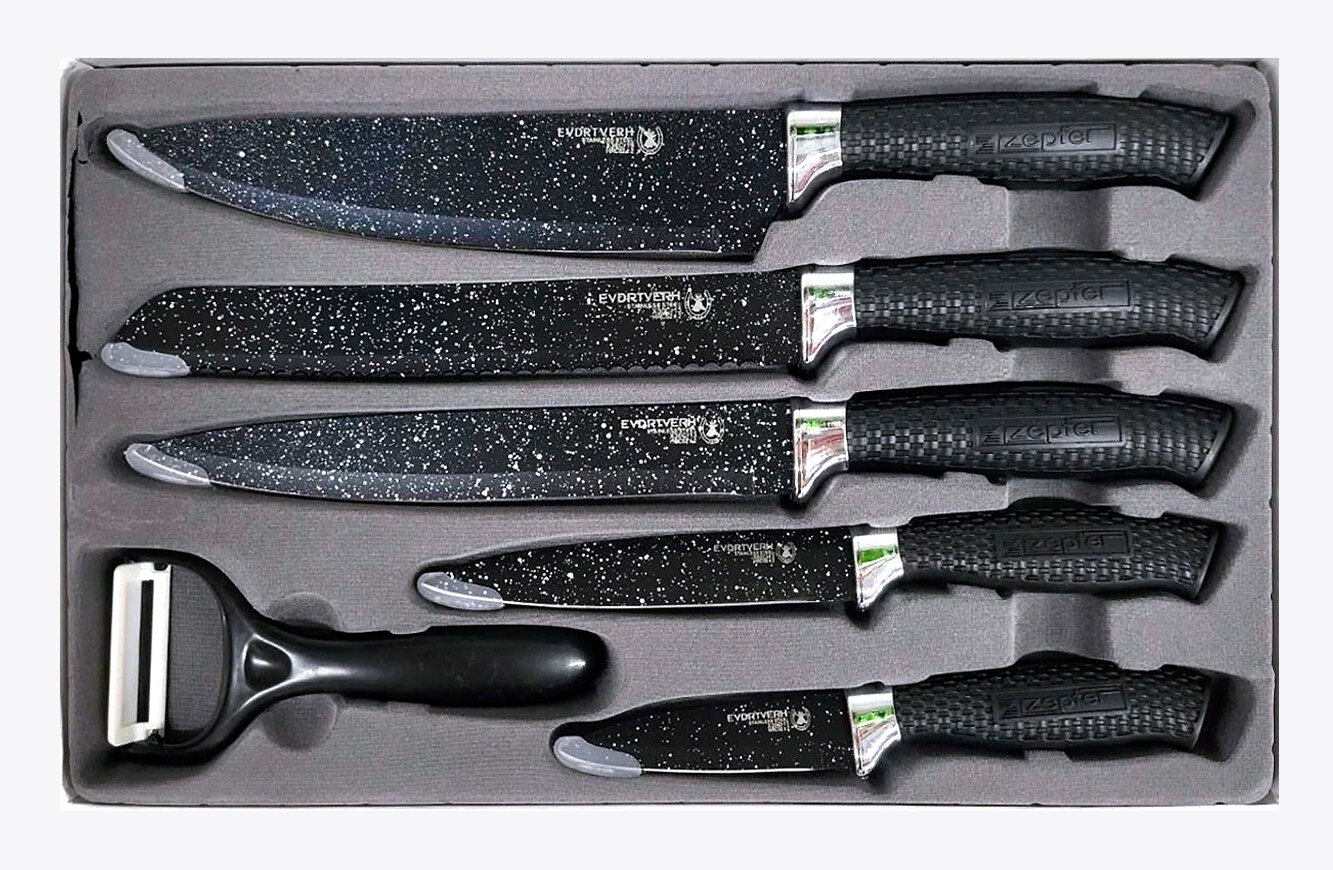 Набор кухонных ножей EVDRTVERH KITCHEN KS-7, подарочный, 6 предметов