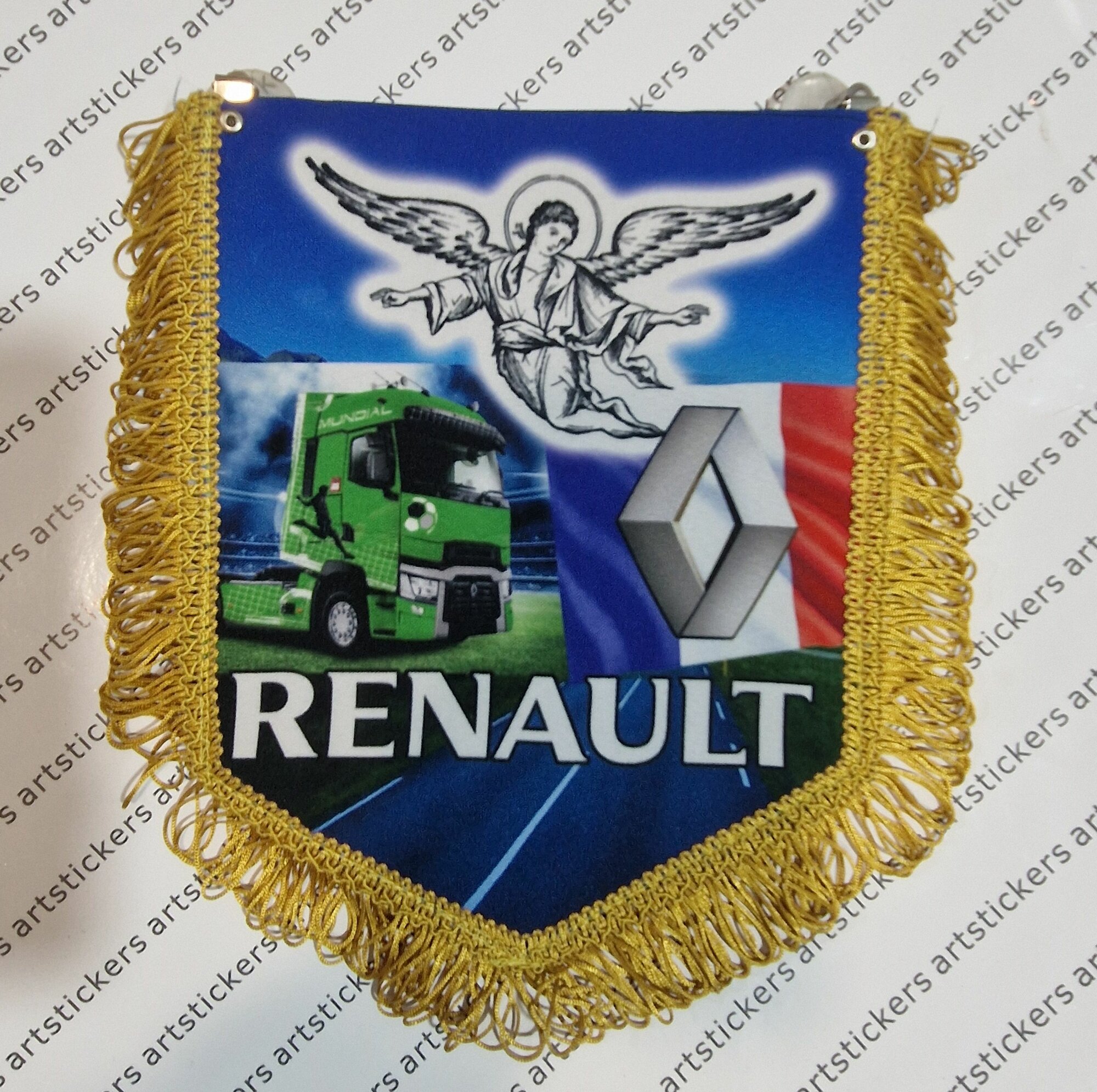 Вымпел RENAULT, 20х25см, двусторонний на присоске, ткань, аксессуар для авто