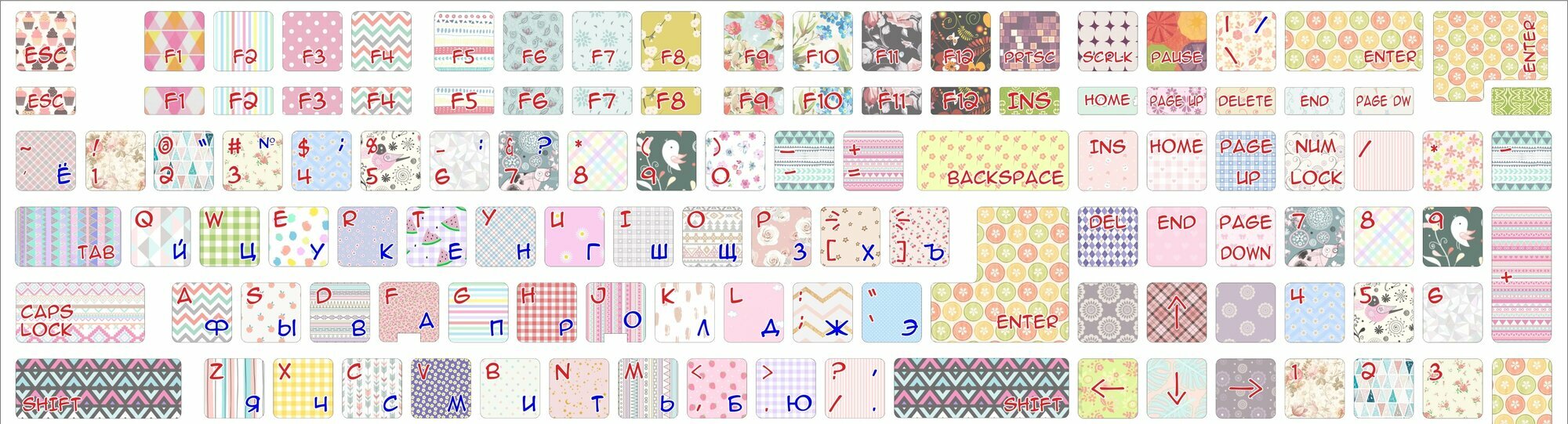 Ваcи (Washi), японская бумага, универсальные наклейки на клавиатуру, защита клавиатуры 13x13 мм