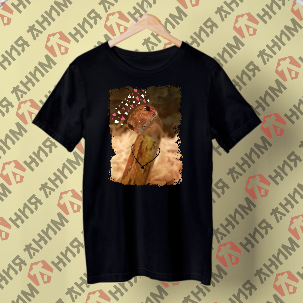 Футболка Футболка "Змея" милая, мемная, смешная, черная Размер 2XL