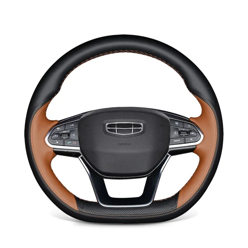 Кожаный чехол на руль для Geely Boyue X Coolray Belgee X50 Vision X3 Pro Emgrand GS GL, аксессуары для автомобиля brown black
