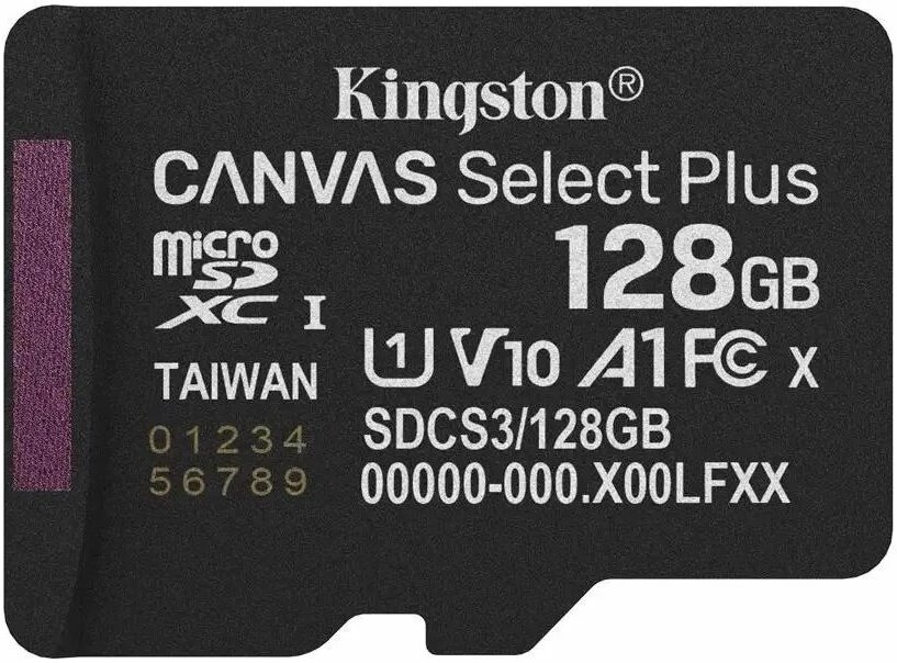 Карта памяти microSDXC 128Gb Kingston Canvas Select Plus Gen3 UHS-I U1 A1 150 Mb/s