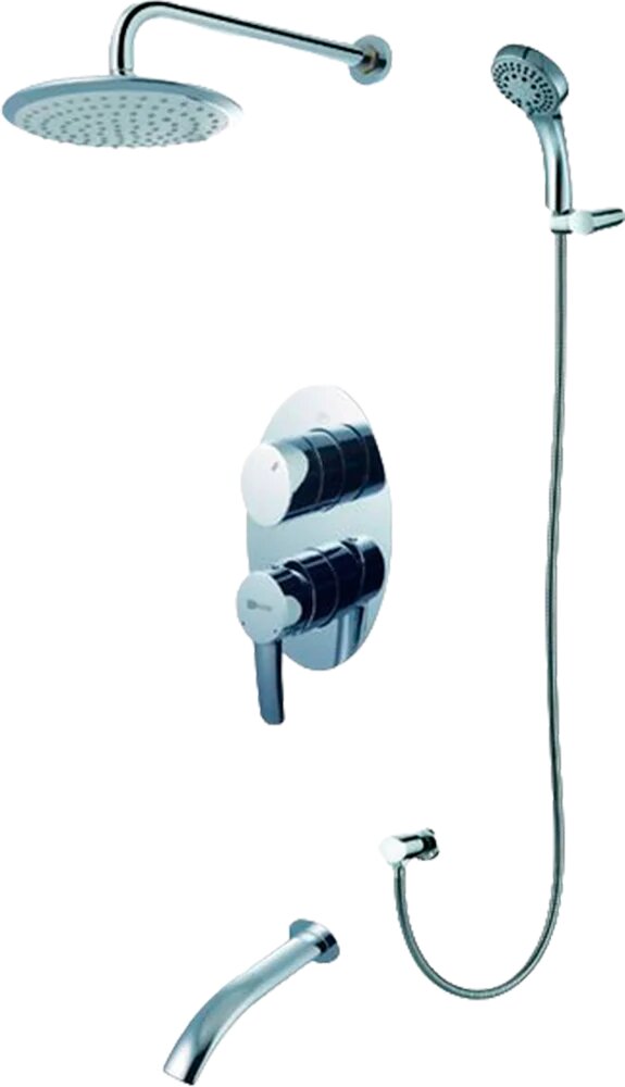 Душевой комплект Lemark Atlantiss LM3222C 6 в 1, встраиваемый, с внутренней частью в комплекте, со смесителем, с изливом, с тропическим душем, латунный, хром, глянцевый, душевая система