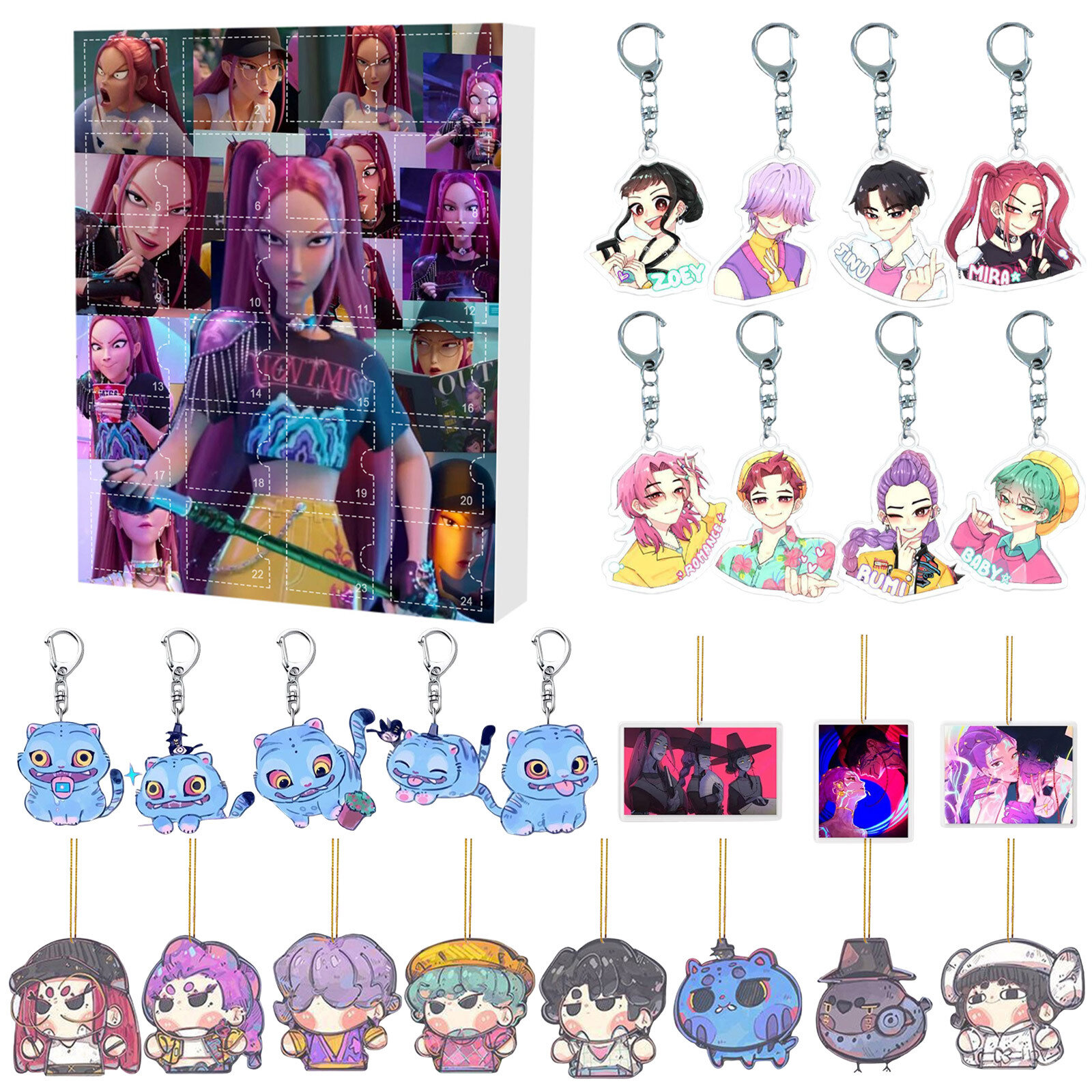 Рождественский адвент-календарь KPOP Witcher, подарочная коробка-рюкзак, акриловый брелок-подвеска