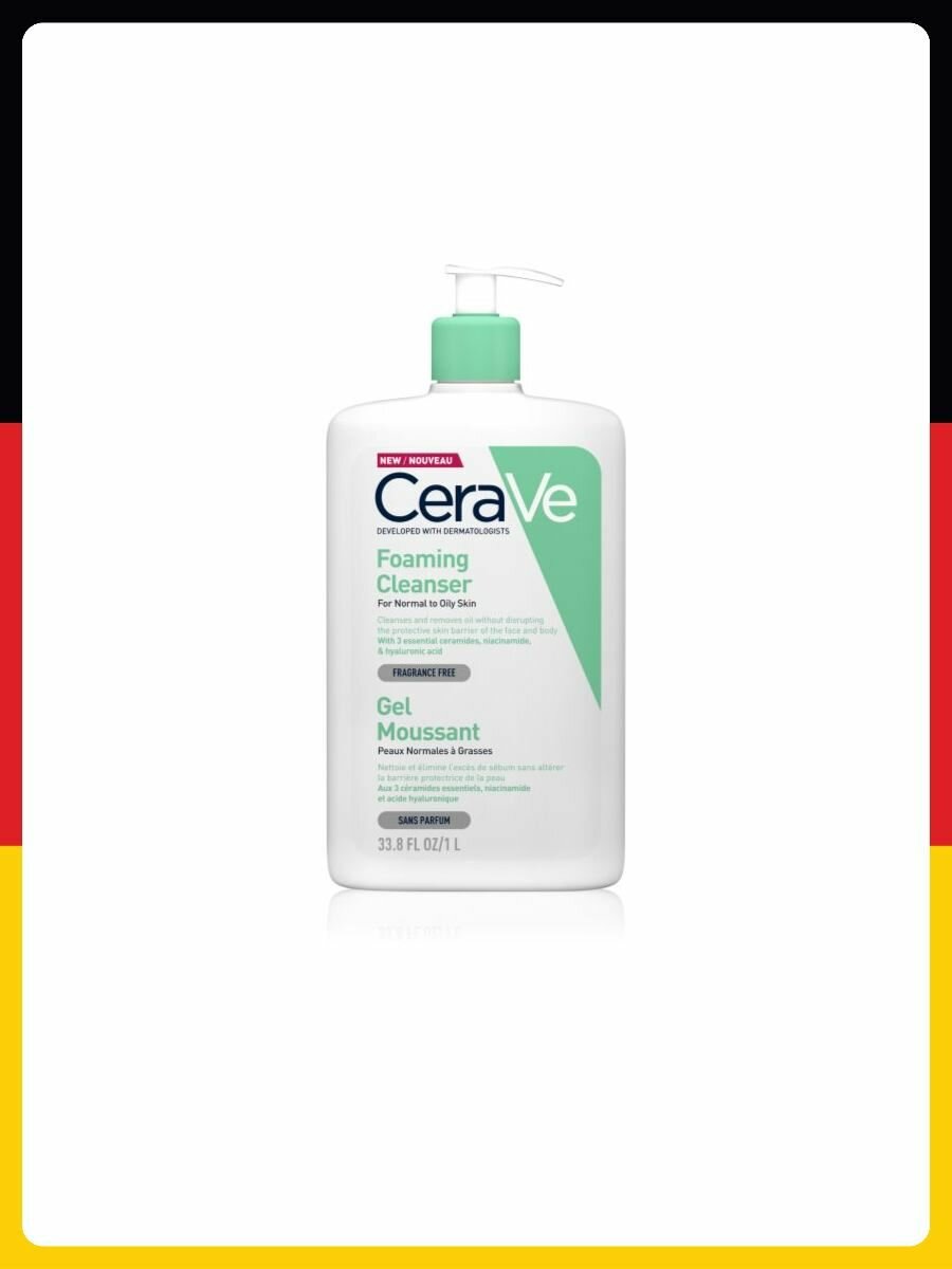 Средство для душа CeraVe Foaming Cleanser for normal to oily skin, 1000 мл