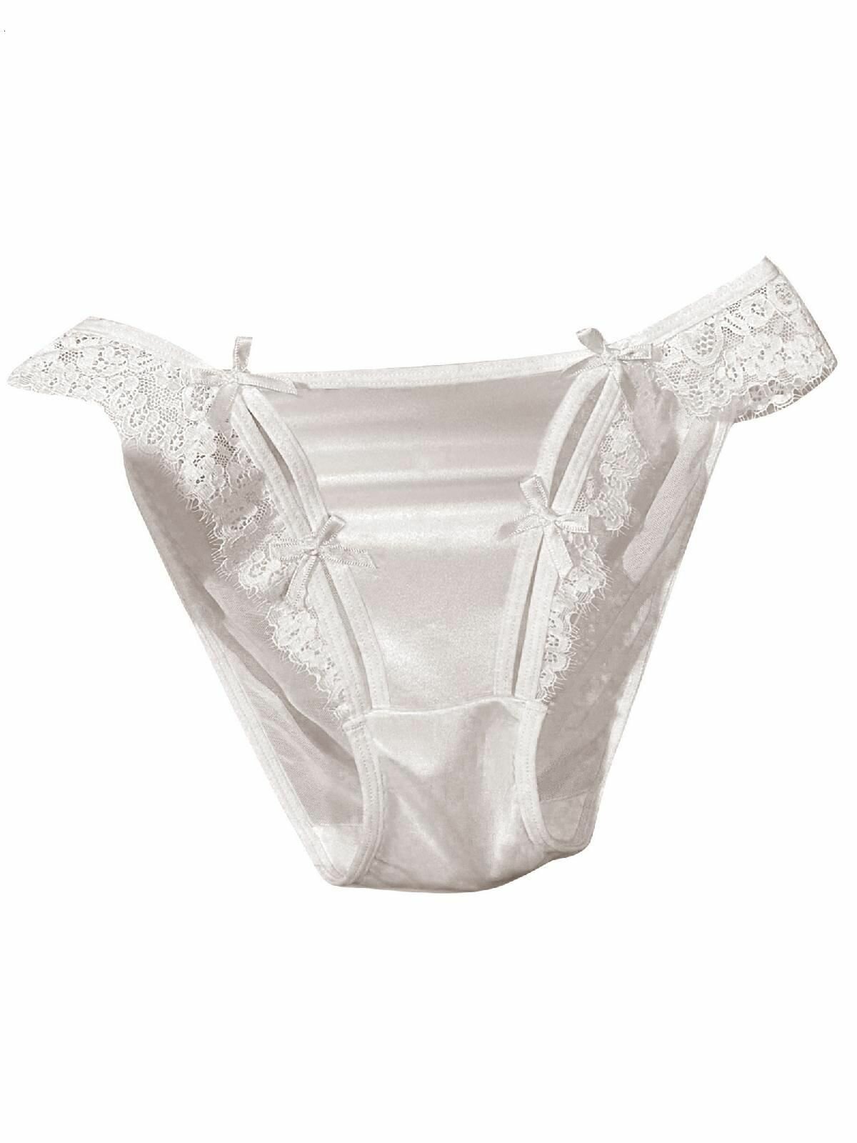 Женские шелковые трусики-бикини, Белый - L