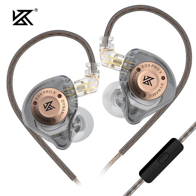 Проводные HiFi внутриканальные наушники KZ EDX PRO X с высокопроизводительным 10-мм динамическим драйвером для занятий спортом, прослушивания музыки и мониторинга прямых трансляций.
