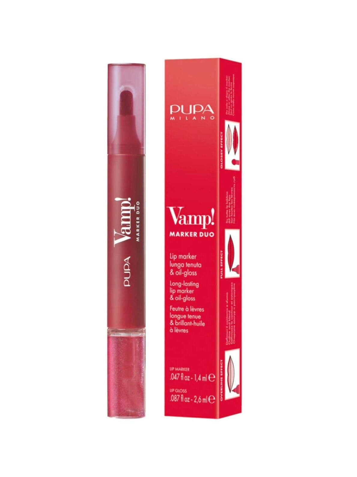 Pupa Vamp! Marker Duo Lip Двусторонний маркер-блеск для губ 2-в-1 Cherry Granita 005