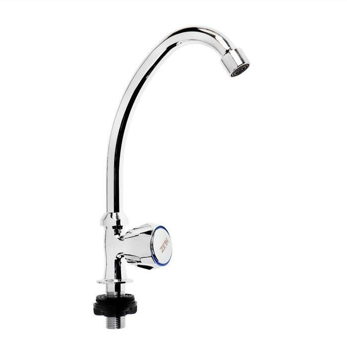 Моносмеситель ZEIN, кранбукса латунь, 3/8", резина, без подводки, хром, смеситель для раковины