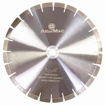Диск алмазный сегментный AITALMAC 350/50 для резки кварцевого агломерата (бесшумный), H15 мм