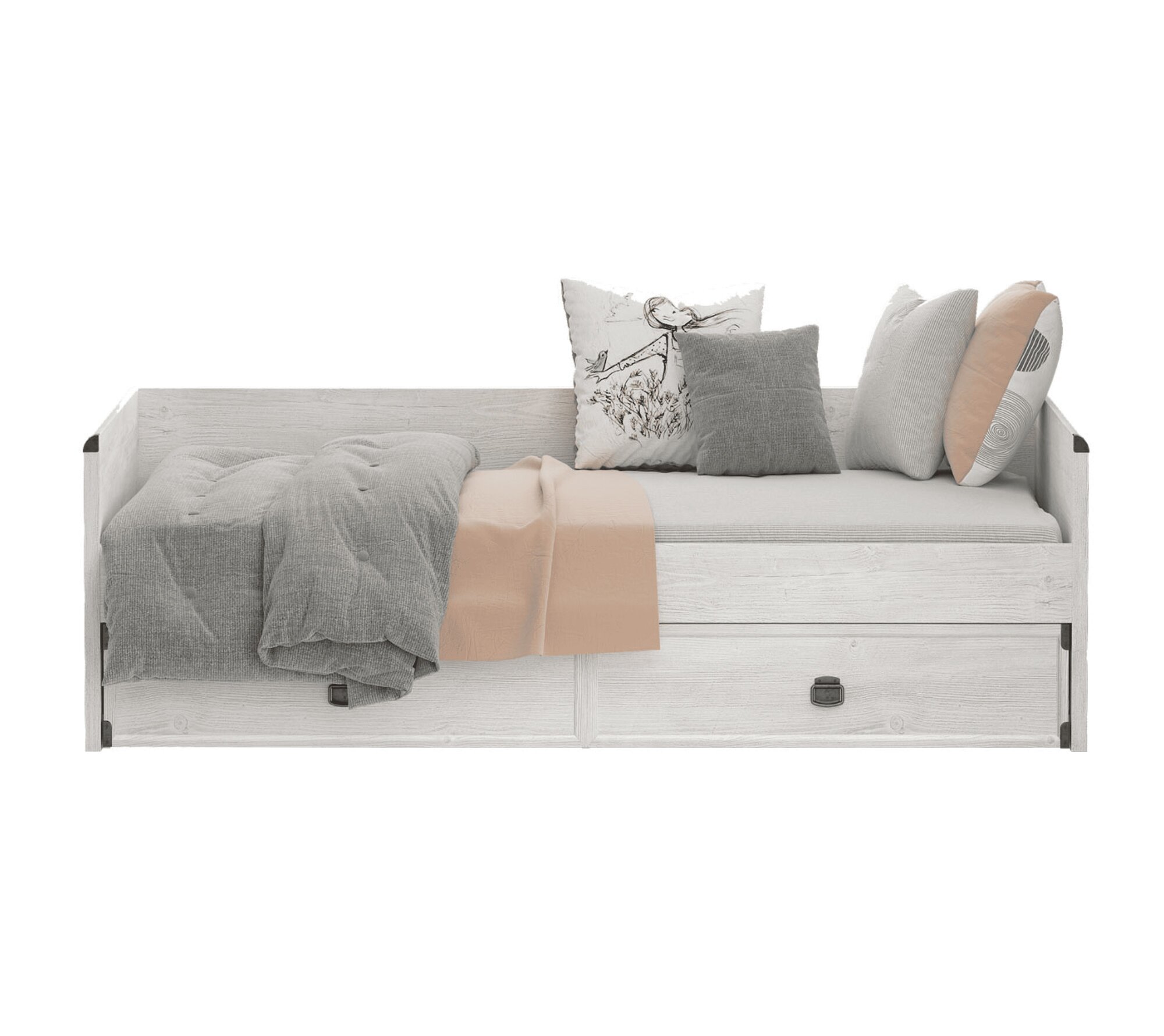 Кровать БРВ Мебель индиана JLOZ1S 90 Сосна каньйон Размеры: Высота 605мм Глубина 2064мм Ширина 940мм