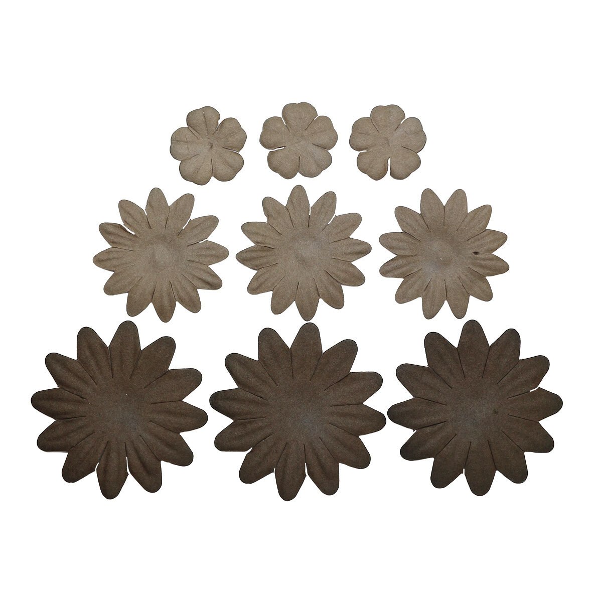 Набор принтованных бумажных цветочков (20мм, 35мм, 50мм), Astra&Craft, 27444 (27449 коричневый), 60 шт