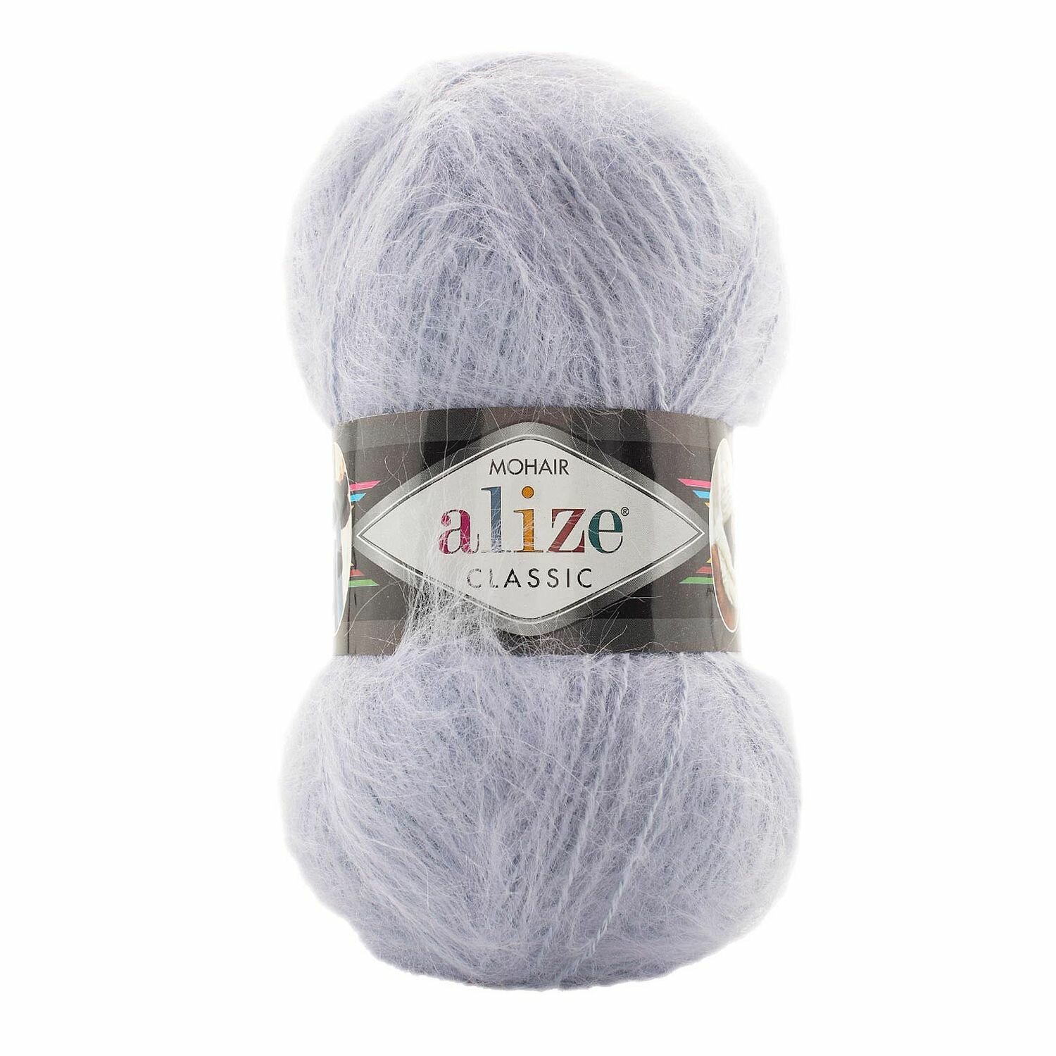 Пряжа MOHAIR CLASSIC (ALIZE), св. серый - 224, 25% мохер, 24% шерсть, 51% акрил, 5 мотков, 100 г, 200 м.