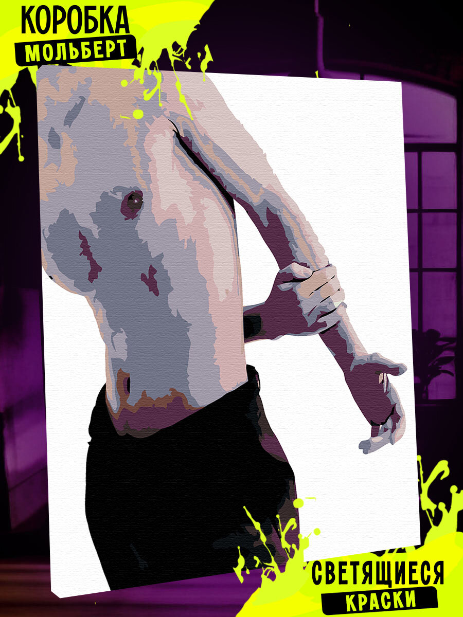 Картина по номерам светящаяся в темноте Торс мужской черно белый / Male torso black and white холст на подрамнике 40*50