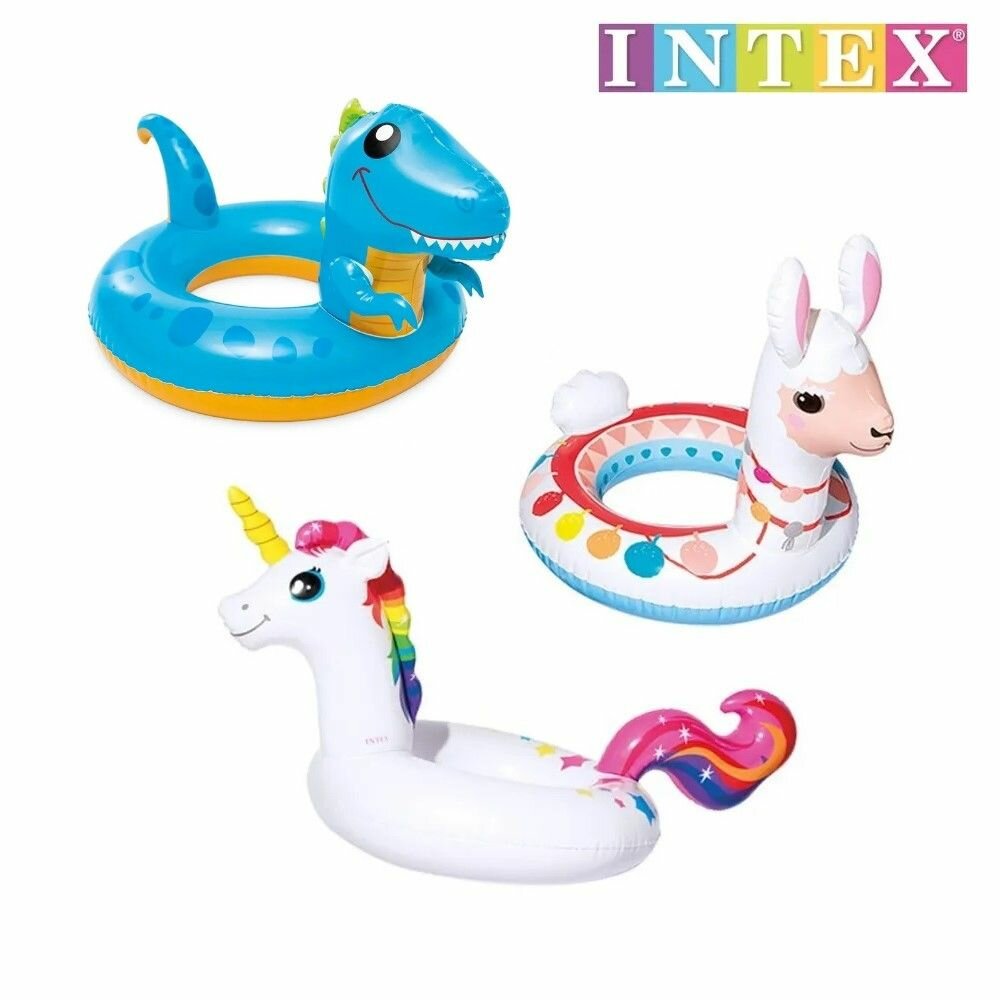 Круг надувной "Животные" 1 шт, от 3-6 лет,3 вида, Intex 59221