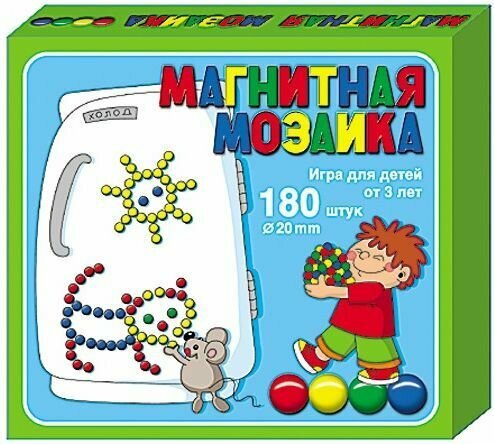 Магнитная мозаика, развивающая настольная игра для детей, игровой набор: 180 пластмассовых элементов, 4 цвета