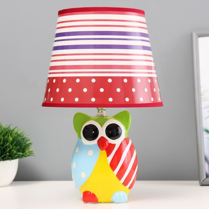 Настольная лампа «Совушка» Е14 40 Вт цветной 20×20×32 см