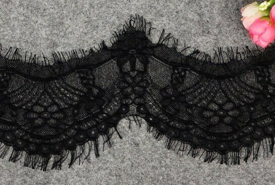 Кружево реснички (французское кружево "шантильи") шир.100мм цв. черный (2 шт по 3 метра)
