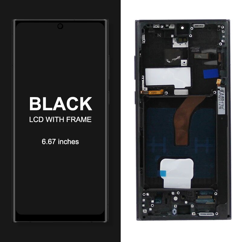 Super AMOLED S22 Ultra Замена для Samsung Galaxy S22 Ultra 5G S908B S908U ЖК-дисплей EUR Black Frame