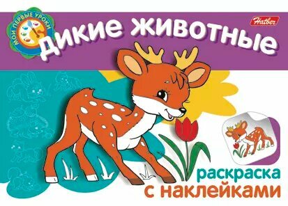 Дикие животные Раскраска с наклейками (мягк) (Мои первые