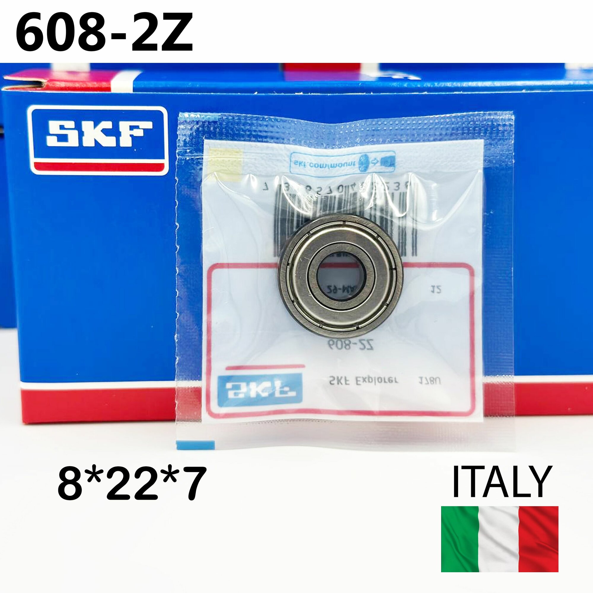 Подшипник SKF 608-2Z (608 ZZ / 80018) размер 8*22*7 Италия, ABEC 9 универсальный