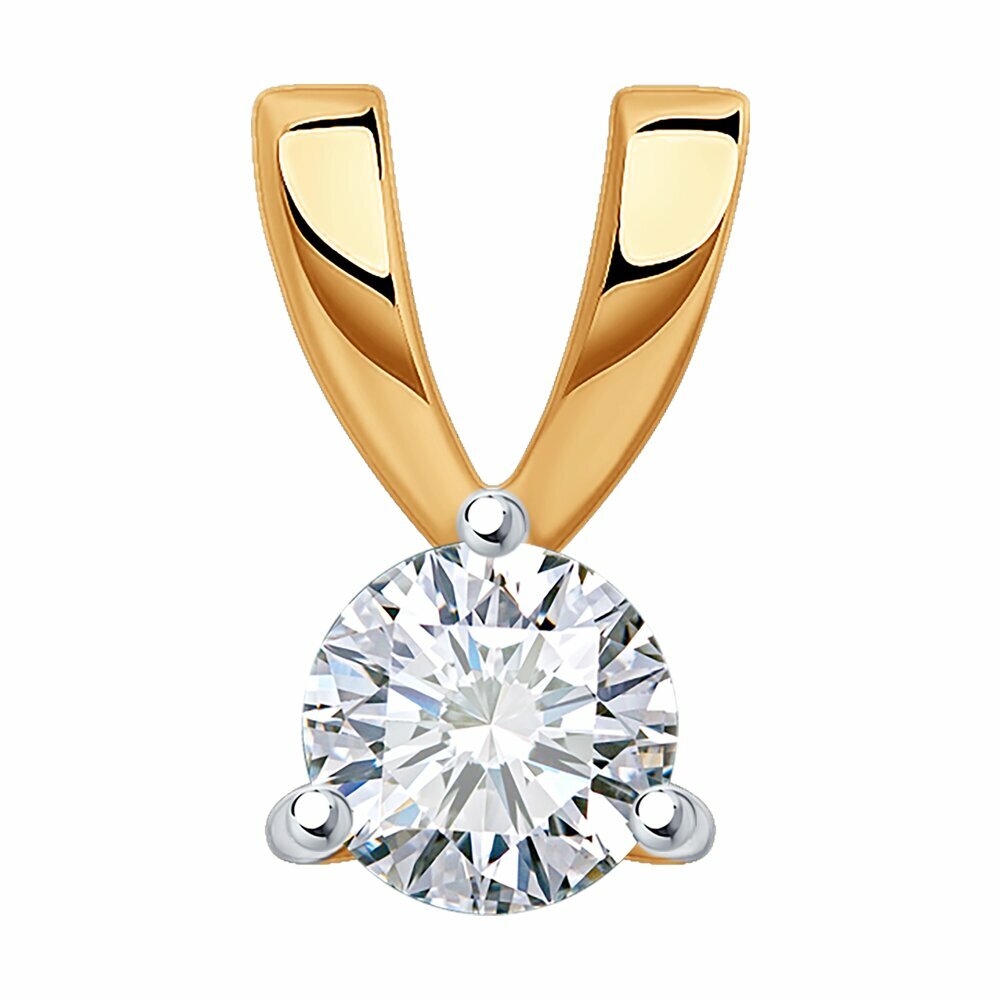 Подвеска, красное золото, 585 проба, бриллиант выращенный