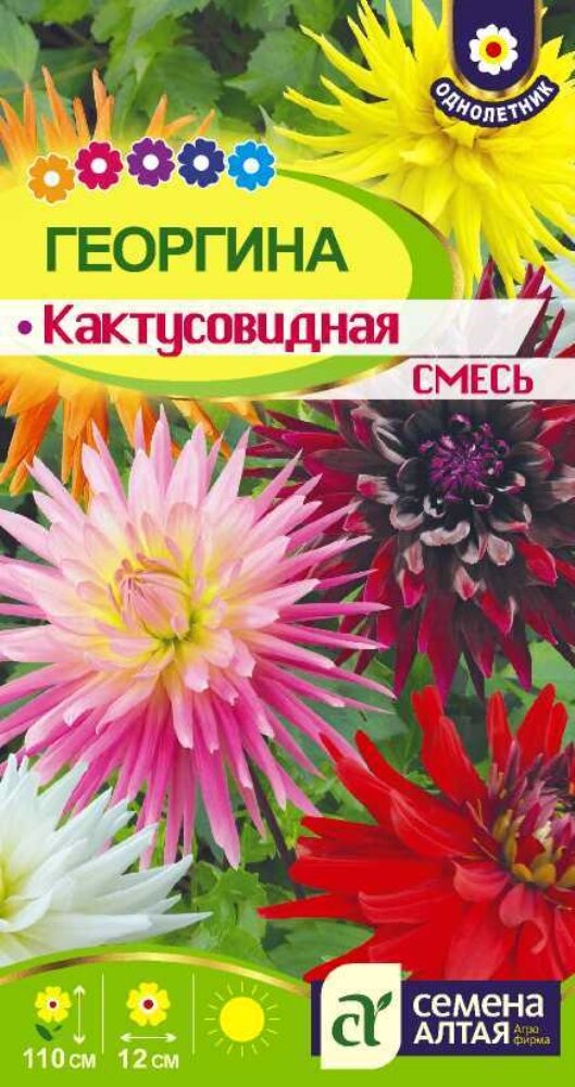 Семена Георгина Кактусовидная смесь 0,1г Одн 110см (Семена Алтая)