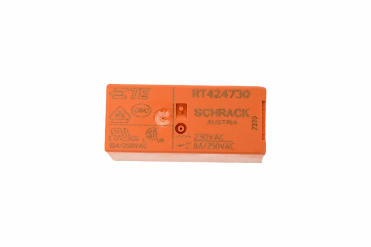 Schrack Technik PCB силовое реле 2 перекл. конт 8A 230V AC 5 мм RT424730 Австрия на плате