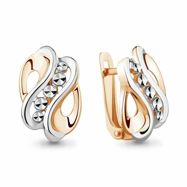 Серьги, серебро, 925 проба, золочение