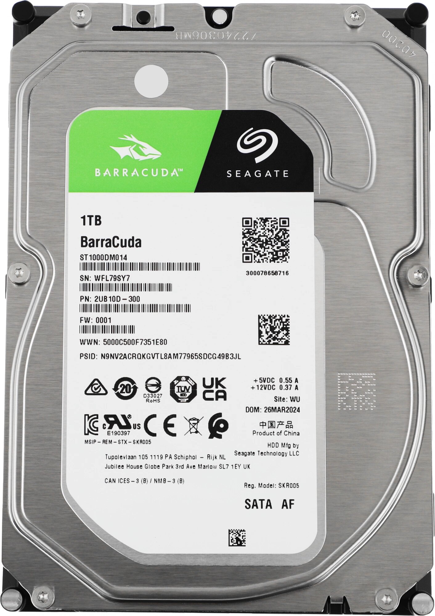 Жесткий диск Seagate SATA-III 1TB ST1000DM014 Desktop Barracuda 4KN (7200rpm) 256Mb 3.5"
