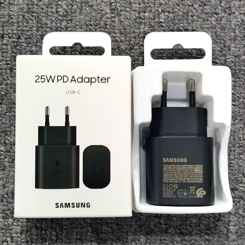 Samsung S24 S23 S22 S21 S20 FE 25W PD Зарядное устройство Супербыстрая зарядка Адаптер для Galaxy Z Flip Fold 6 5 4 3 2 A15 A25 A35 A55 A54 A73 Black-Charger Only