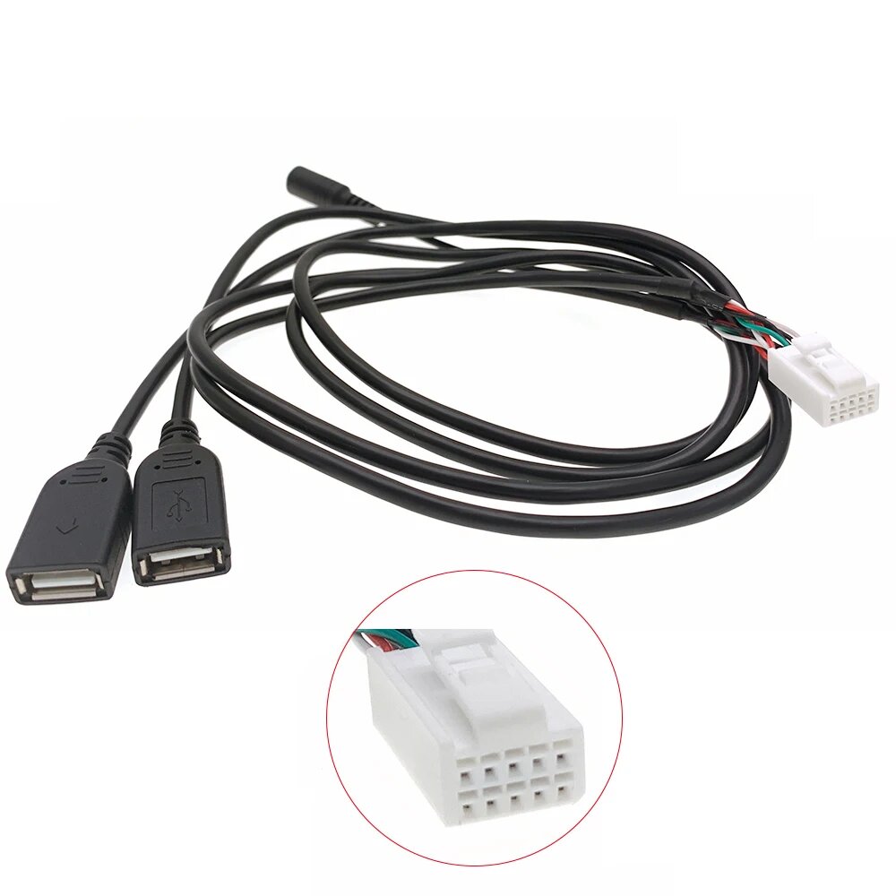 10-контактный Автомобильный USB двойной USB с микрофоном и RCA-кабелем, адаптер для Android, радиоплеера, аксессуары для навигации A