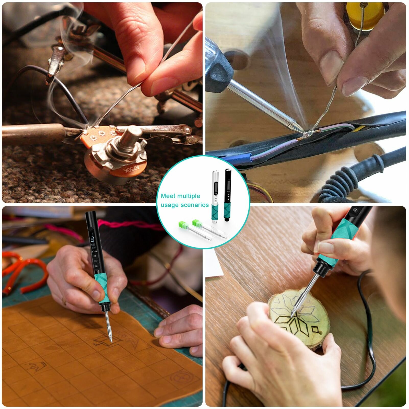 Мини-интеллектуальный электрический паяльник, портативная паяльная станция, 0,91-дюймовый OLED-дисплей, корпус из алюминиевого сплава, два режима питания с функцией регулировки температуры