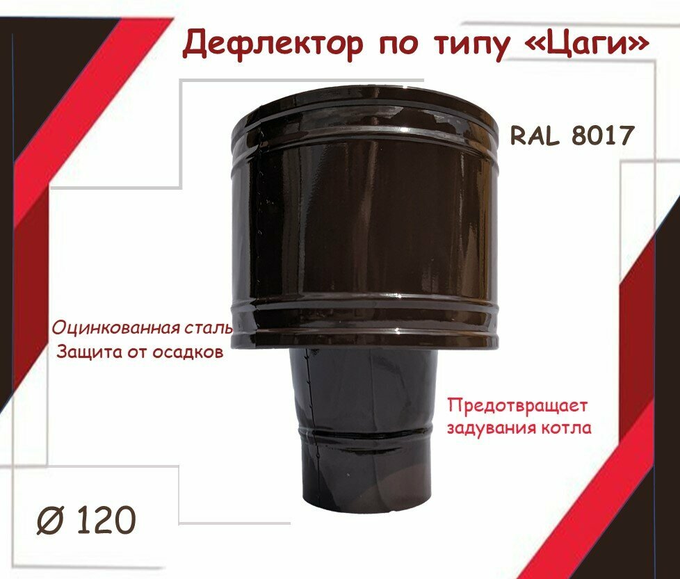 Дефлектор цаги D120, из оцинкованноый стали, цвет Коричневый