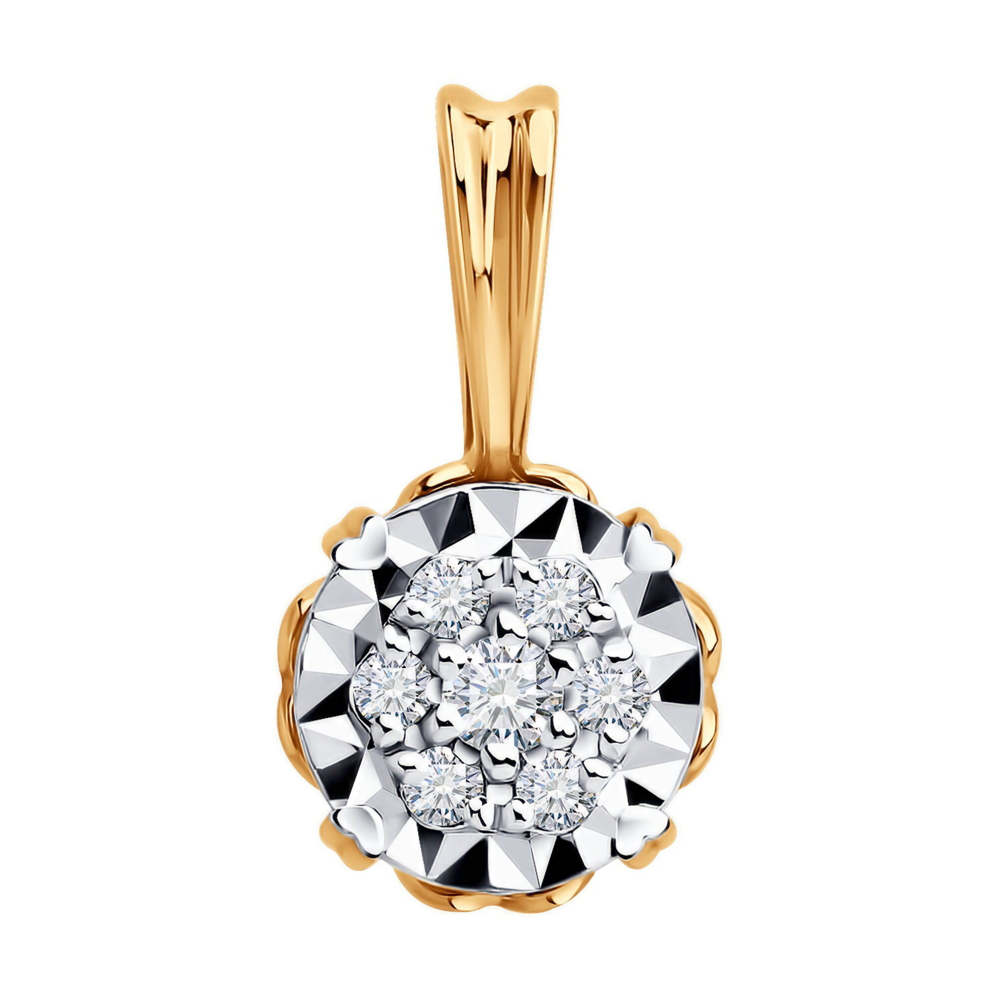 Подвеска, красное золото, 585 проба, бриллиант