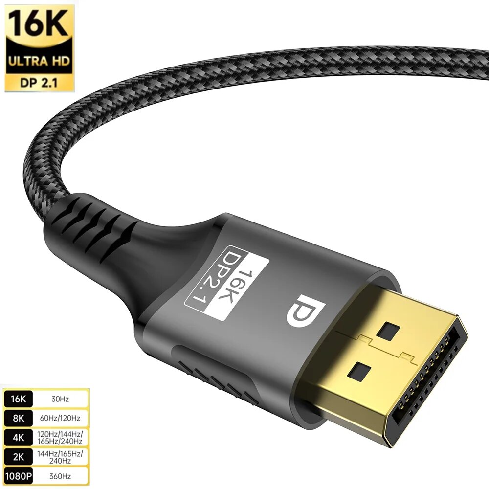 DisplayPort 2.1 кабель 1M, 16K, 80 Гбит/с