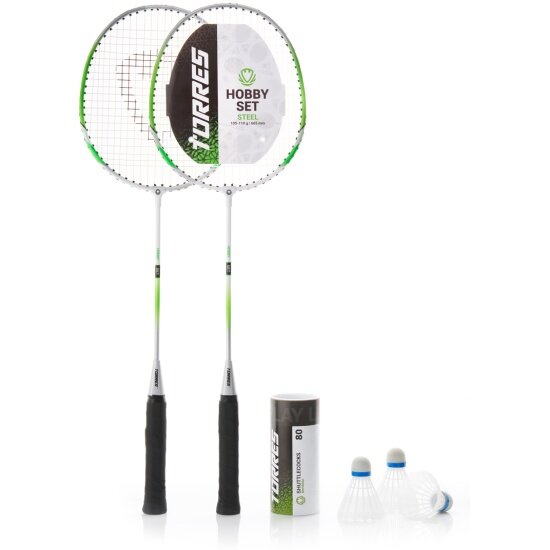 Набор для бадминтона Torres Hobby Set, BD23506, для начинающ, стал. стерж и обод, со струнами, зел