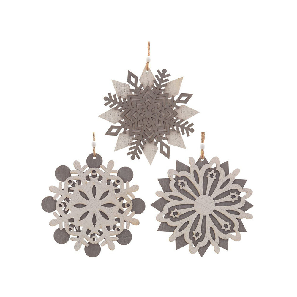 754678-CV33 Снежинка резная новогоднее украшение 15x0.5x15 см для елки и интерьера в ассортименте