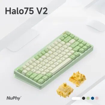 NuPhy Клавиатура беспроводная Halo75 V2 Lemon Switch, (Gateron Yellow), светло-зеленый