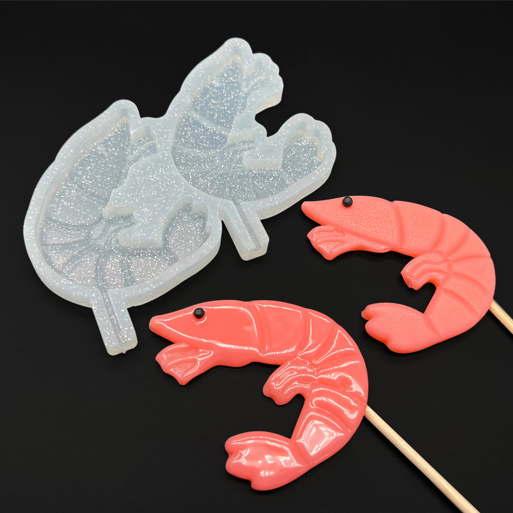 Силиконовая форма молд для леденцов и шоколада Креветка