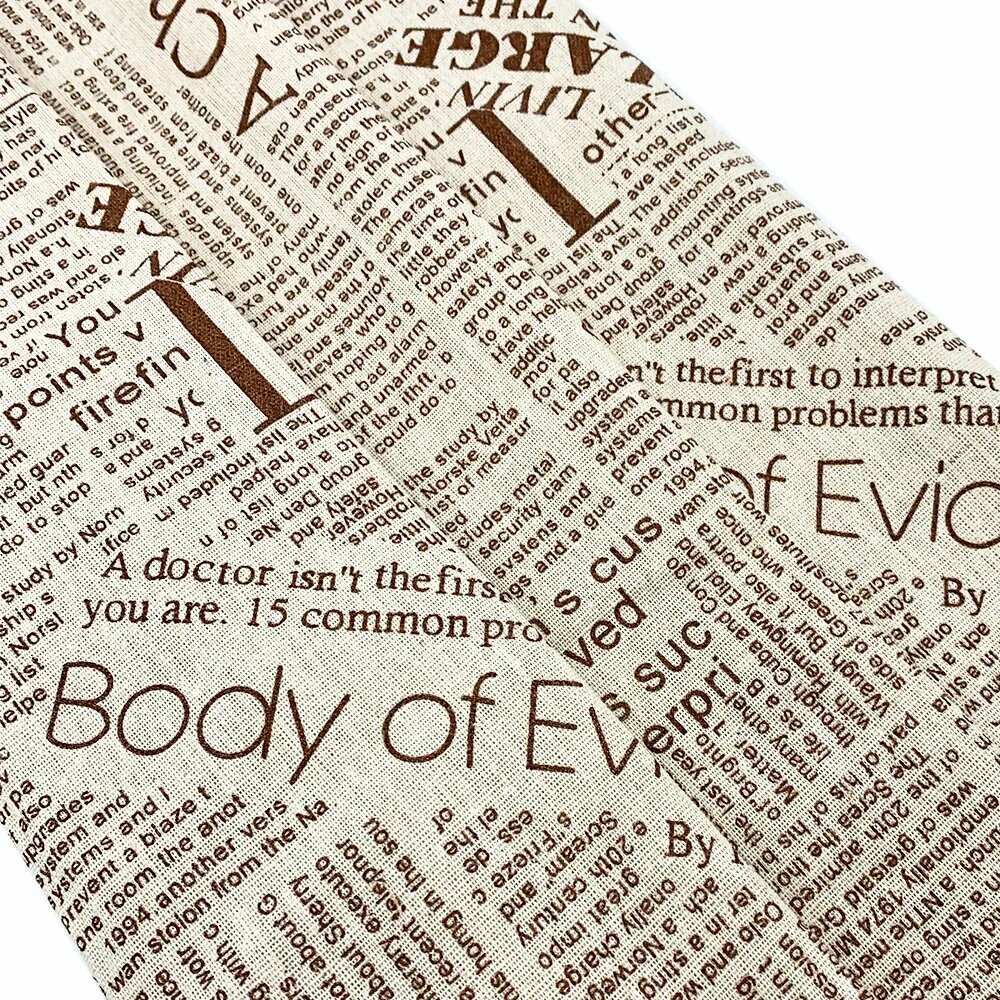 Ткань газетный принт, лен/хлопок 45x150 см, Brown newspaper