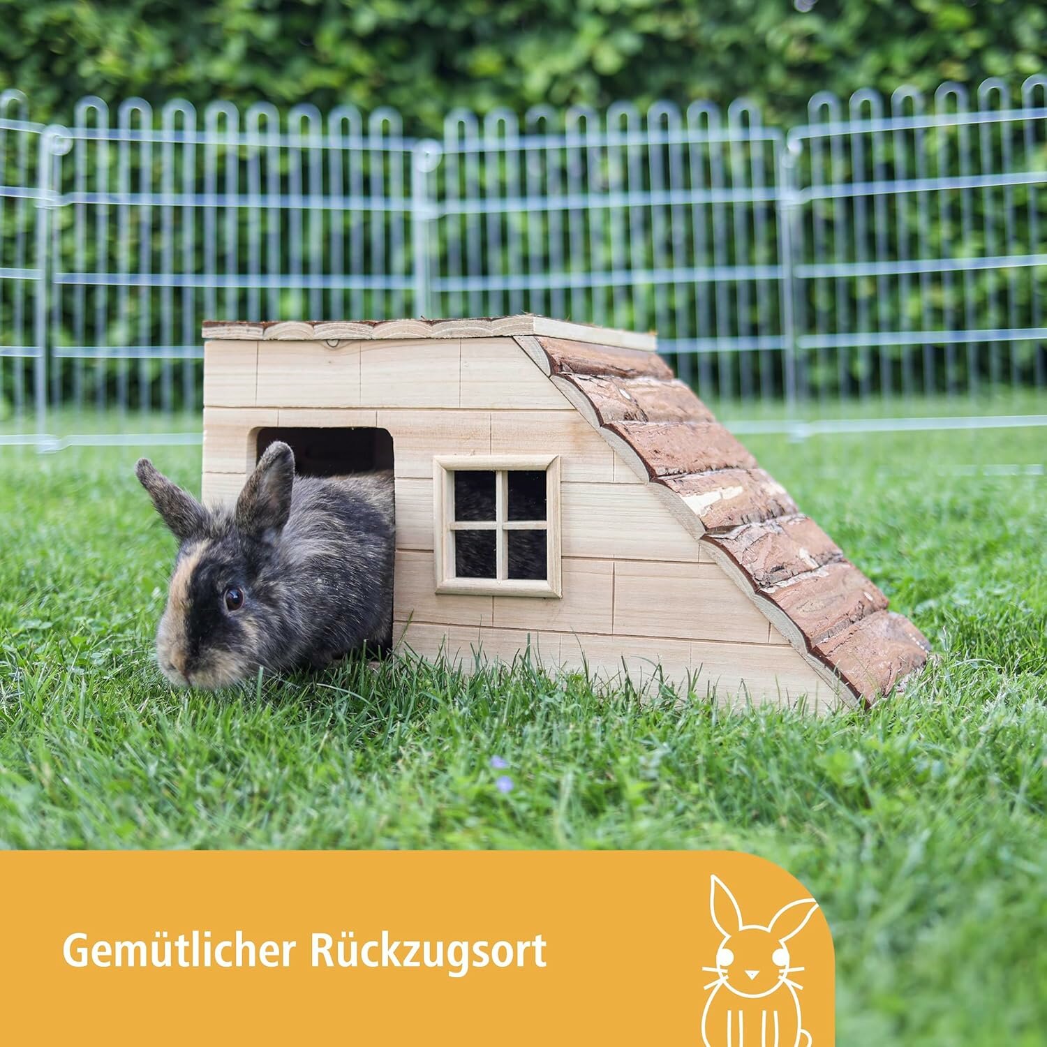 Домик с пандусом для кроликов из натурального дерева; Домик для кроликов