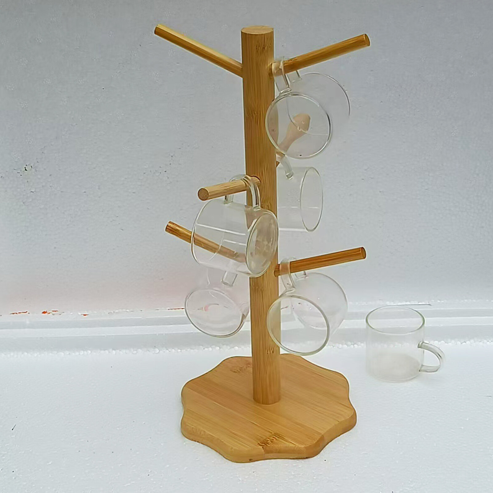 Держатель для кружек, 6 крючков, бамбуковый, настольный, для 6 кружек