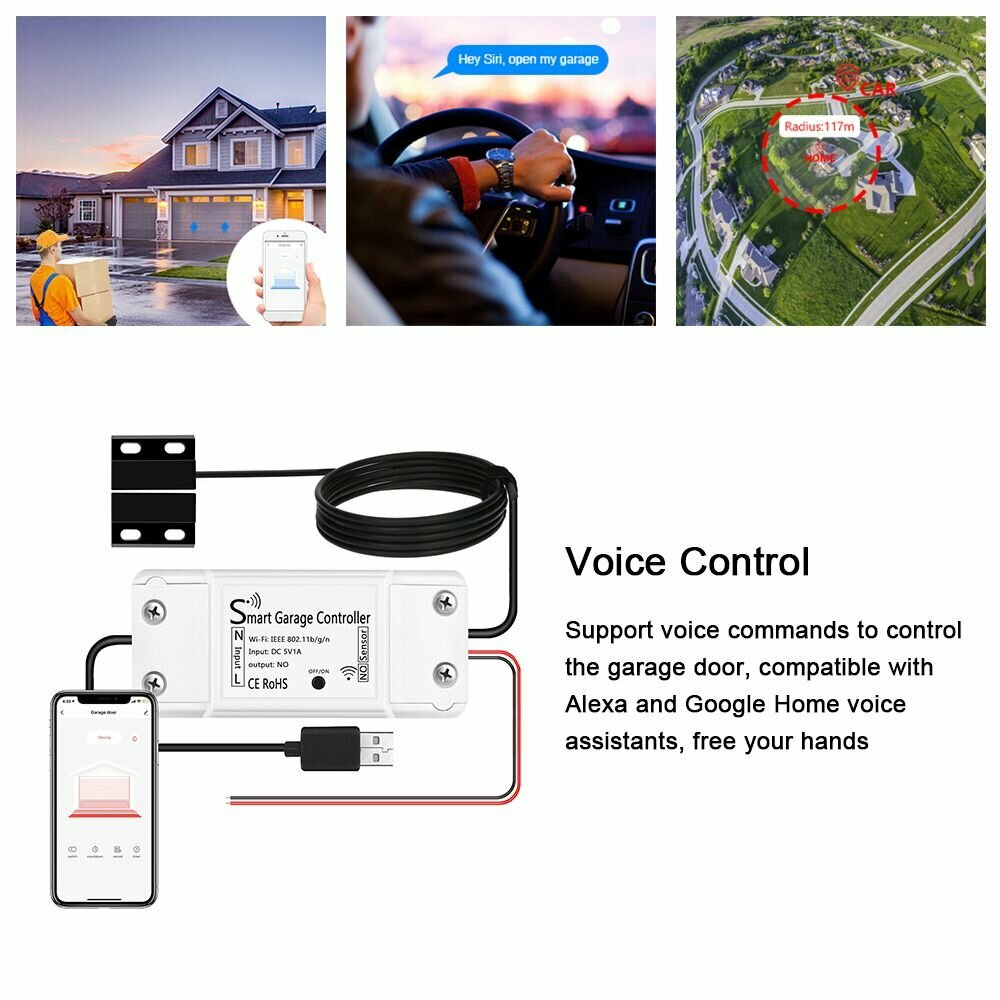 Умный пульт Tuya WiFi для гаража с поддержкой Alexa и голосового управления