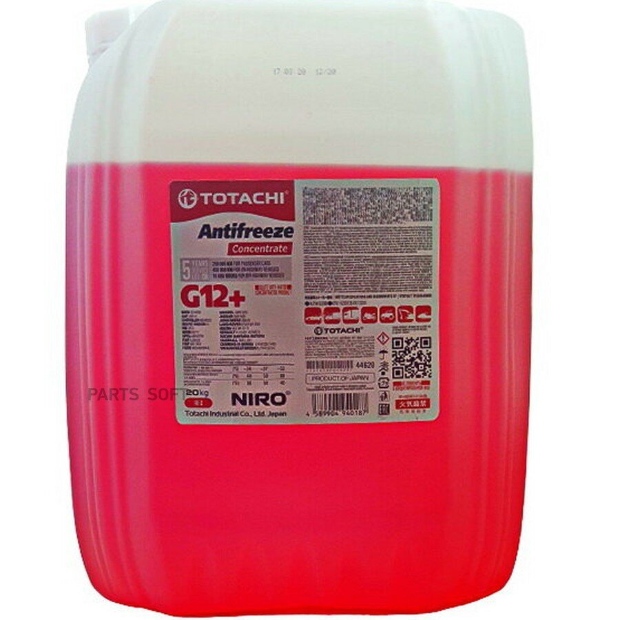 Концентрат жидкости охлаждающей TOTACHI NIRO ANTIFREEZE RED G12+ 20кг от официального дистрибьютора, TOTACHI, артикул 44620